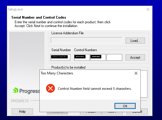 Copy/Paste serial numbers and control codes adds additional characters into installer - Progress ...