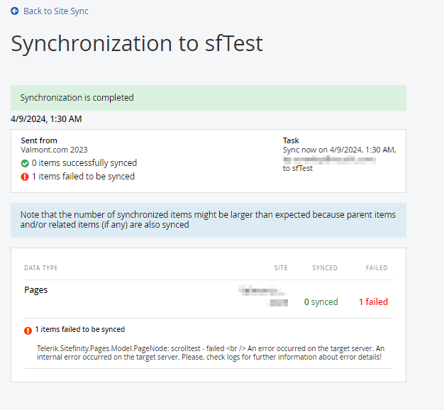 SiteSync: Sync fails on the source but the content is visible on the ...