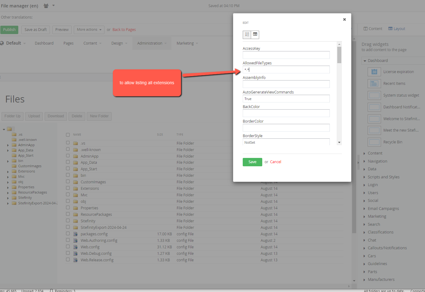 Not able to see files from a custom folder in the File Manager ...