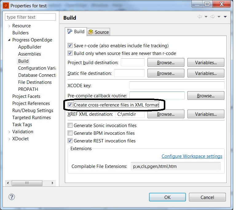 Syntax error with Create cross-reference files in XML - Progress Community