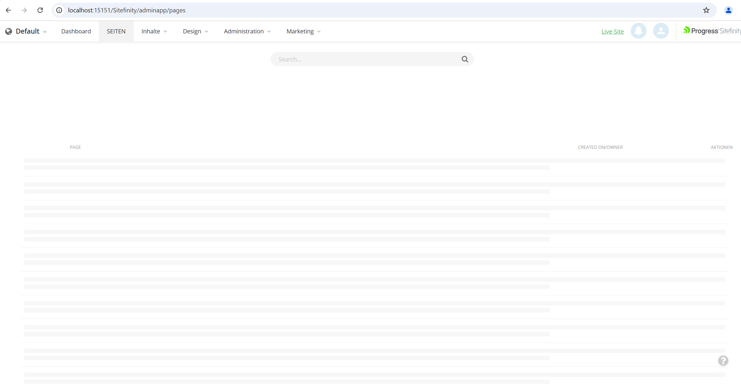 Pages: Expanding a group page in the backend containing a child page ...