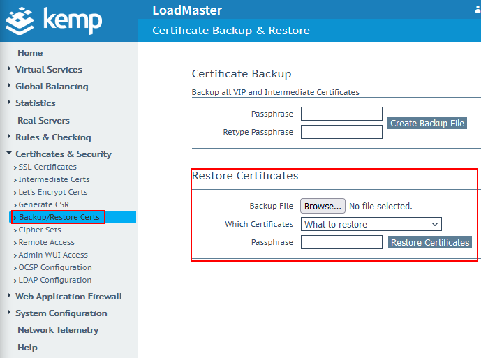 How to create and restore a LoadMaster Configuration or Certificate ...