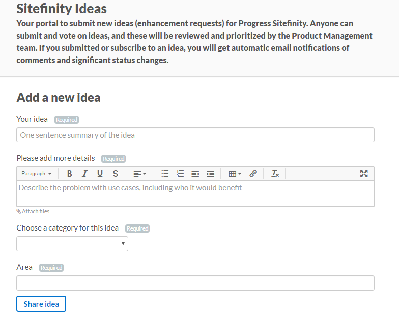 How to submit a Sitefinity feature request - Progress Community